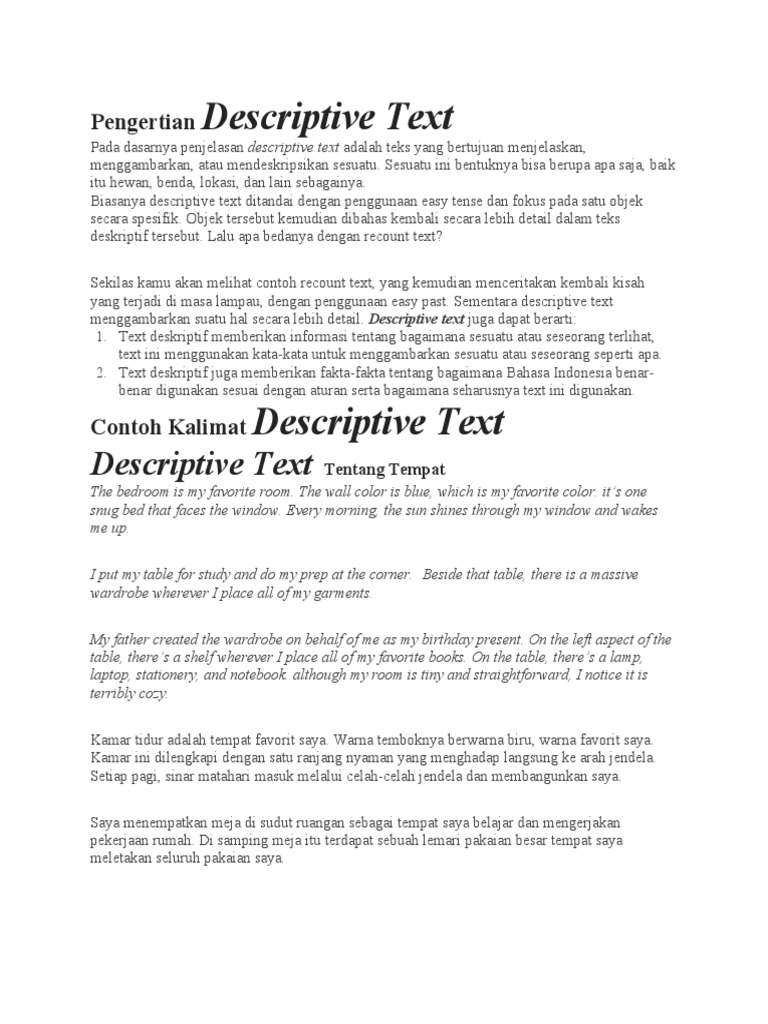 Pengertian DEscriptive Text Dan Jenisnya | PDF