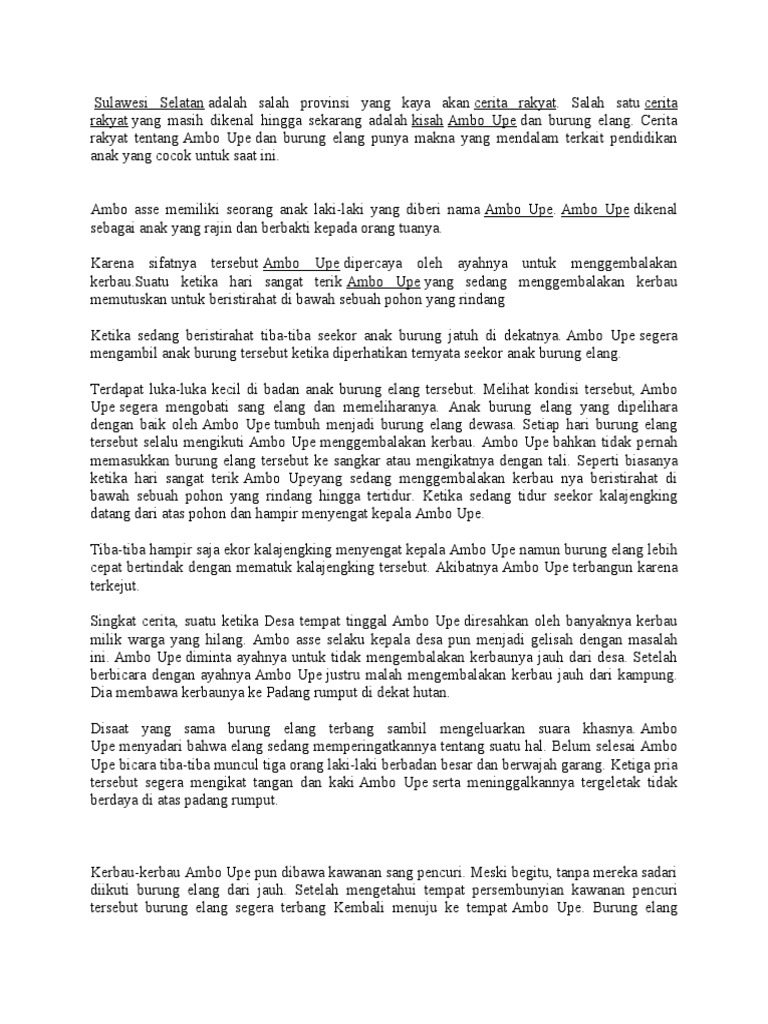 Kisah Ambo Upe dan Elang Setia | PDF