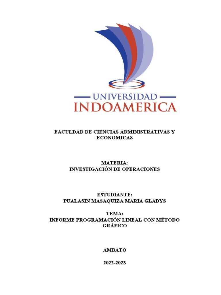 Informe Metodo Grafico | PDF | Programación lineal Informe Metodo Grafico | PDF | Programación lineal
