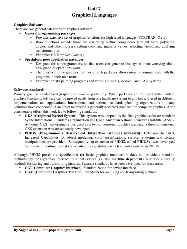 Unit 7 Graphical Languages - CG - PU | PDF | Computer Graphics | 3 D ...