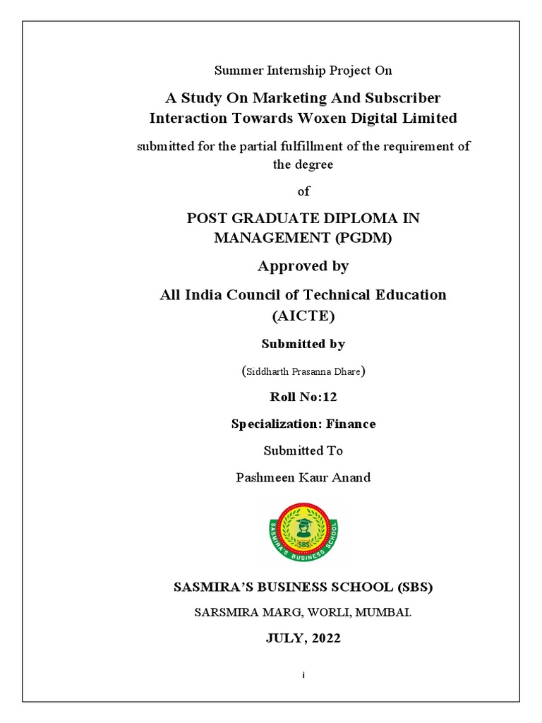 Internship Project Pdf Marketing Educational Technology