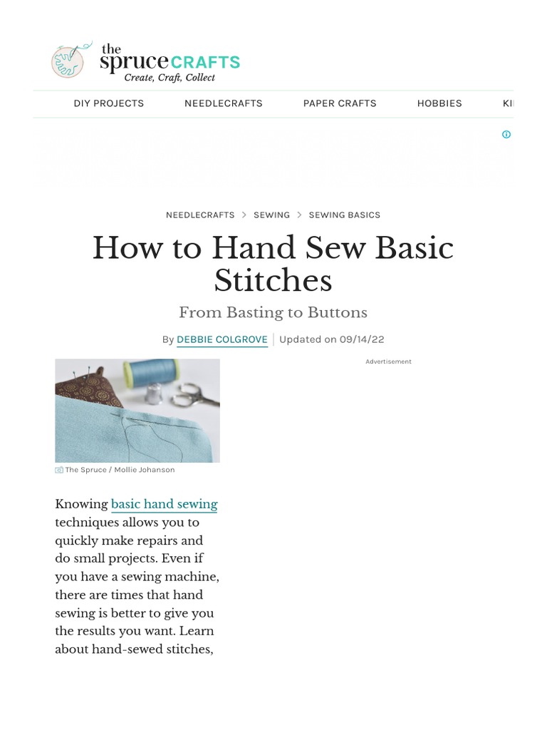 Hand Sewing Basics: Essential Stitches | PDF | Sewing | Seam (Sewing)