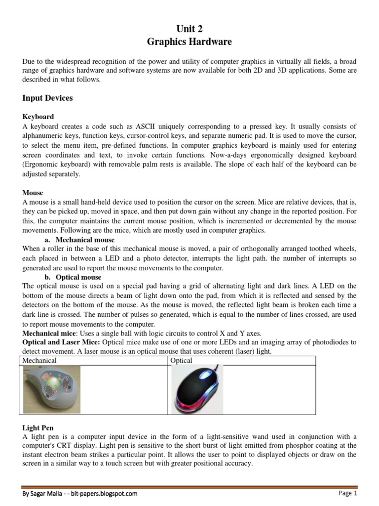 Unit 2 Graphics Hardware - CG - PU | PDF | Touchscreen | Vacuum Tube