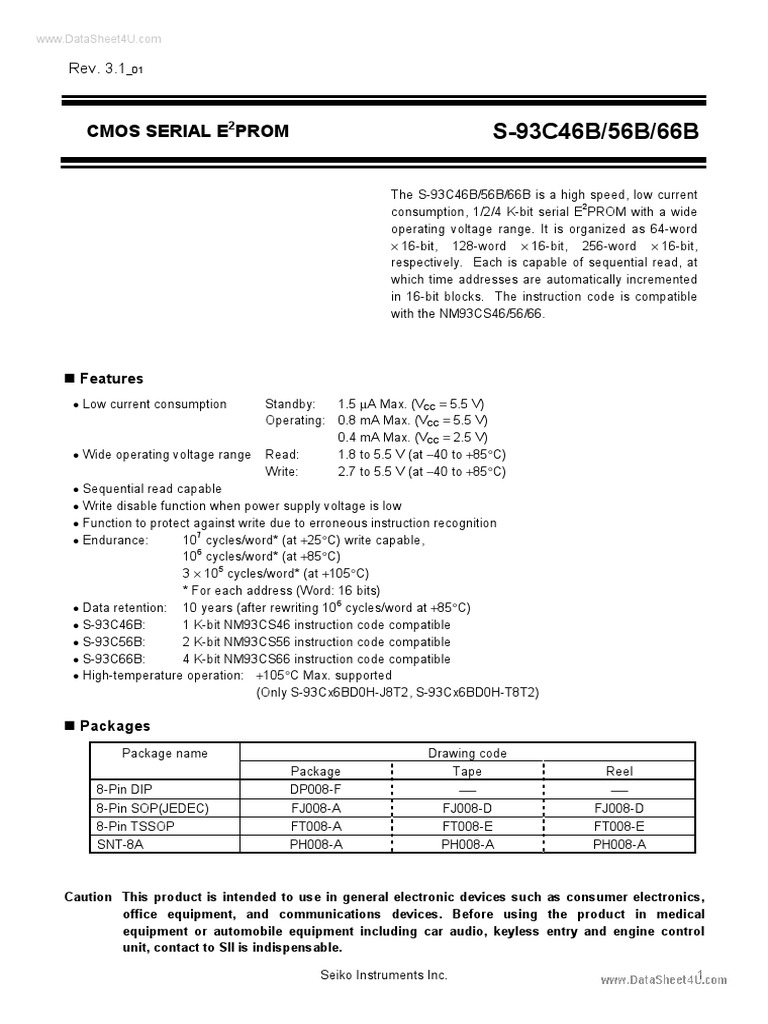 S93C66B | PDF | Input/Output | Central Processing Unit