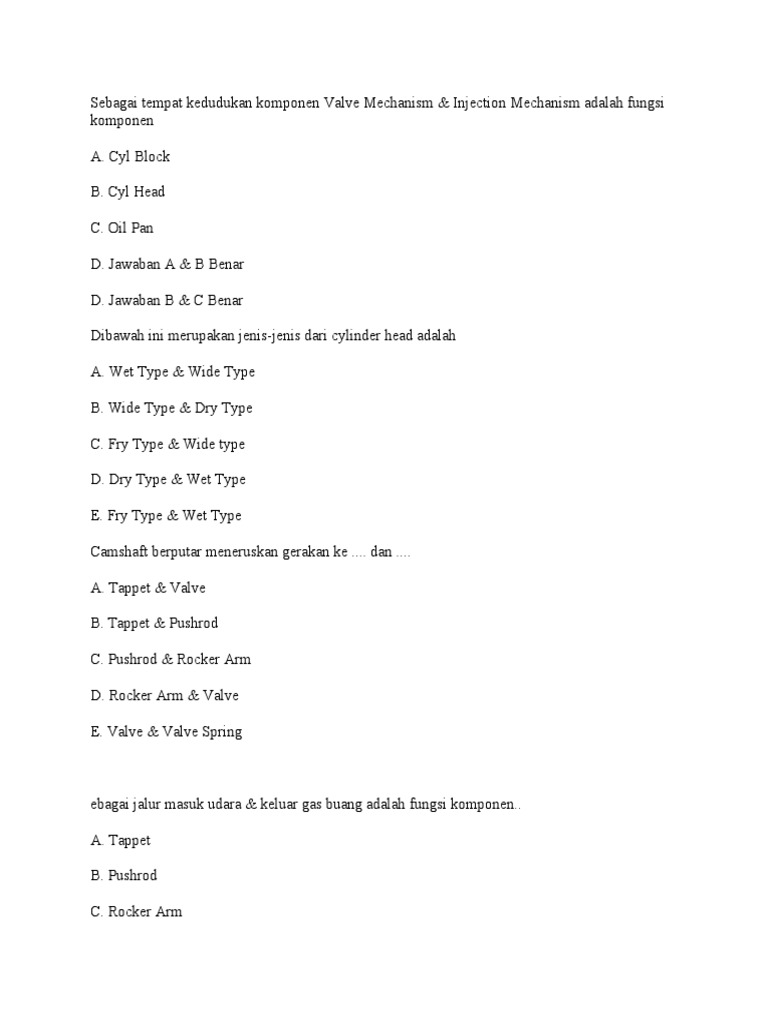 Soal UTSkelas XI Engine | PDF