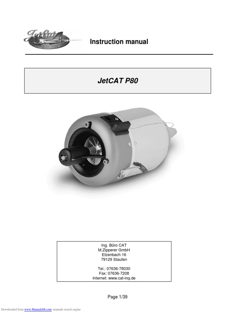 Manual JetCAT P80 | PDF | Gas Turbine | Battery Charger
