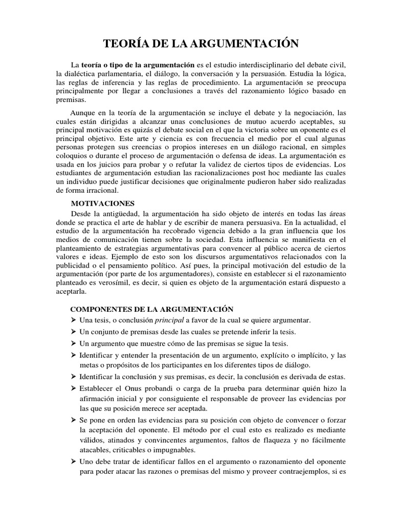 Teoría de La Argumentación | PDF