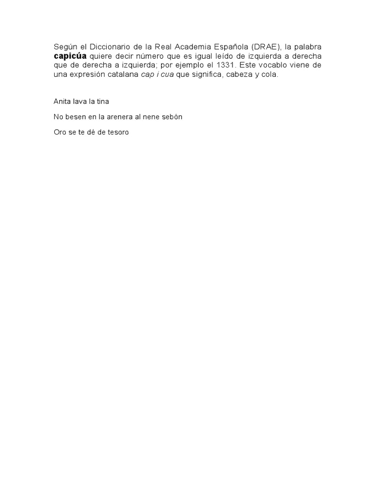 Significado y origen de "capicúa" | PDF