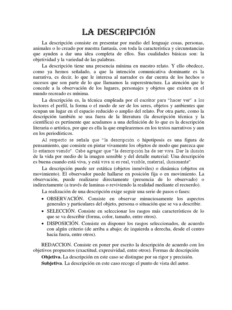 La Descripción | PDF