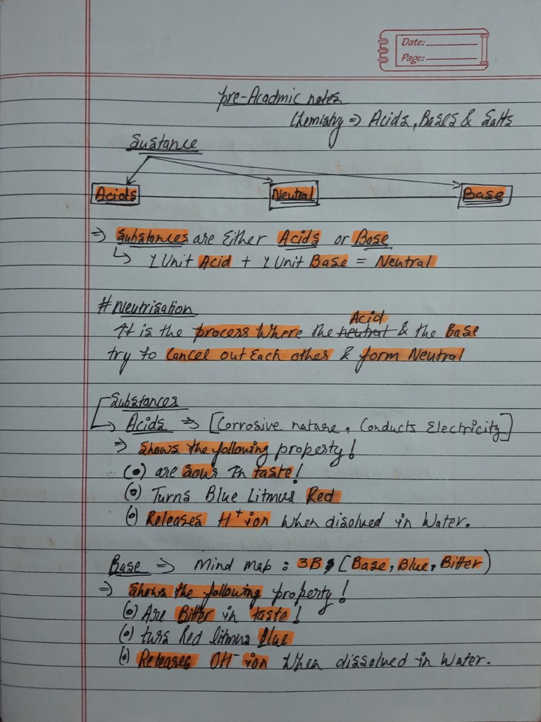 Chemistry Notes (Salt Acid Base) | PDF