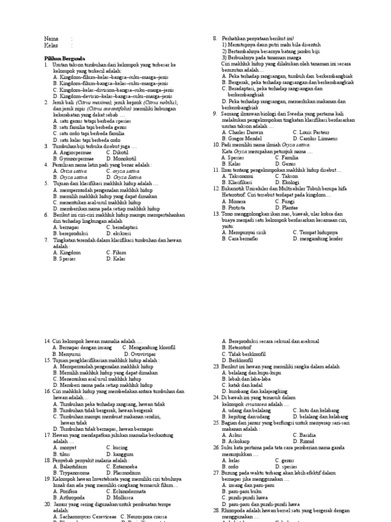 Ulangan Harian 1 Ipa | PDF