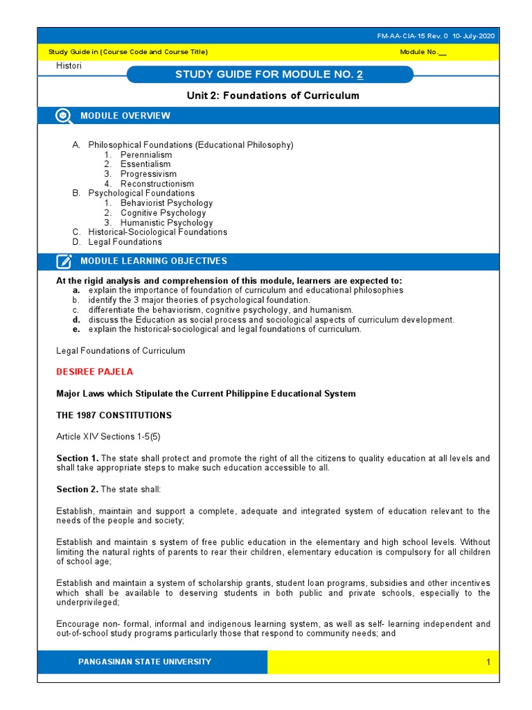 Module 2 Foundations of Curriculum TOPIC D | Download Free PDF | Teachers | Curriculum
