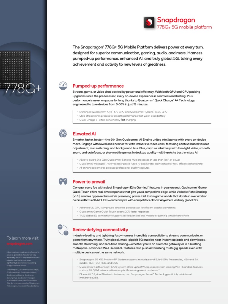 Product Brief - Snapdragon 778g 5g Mobile Platform | PDF
