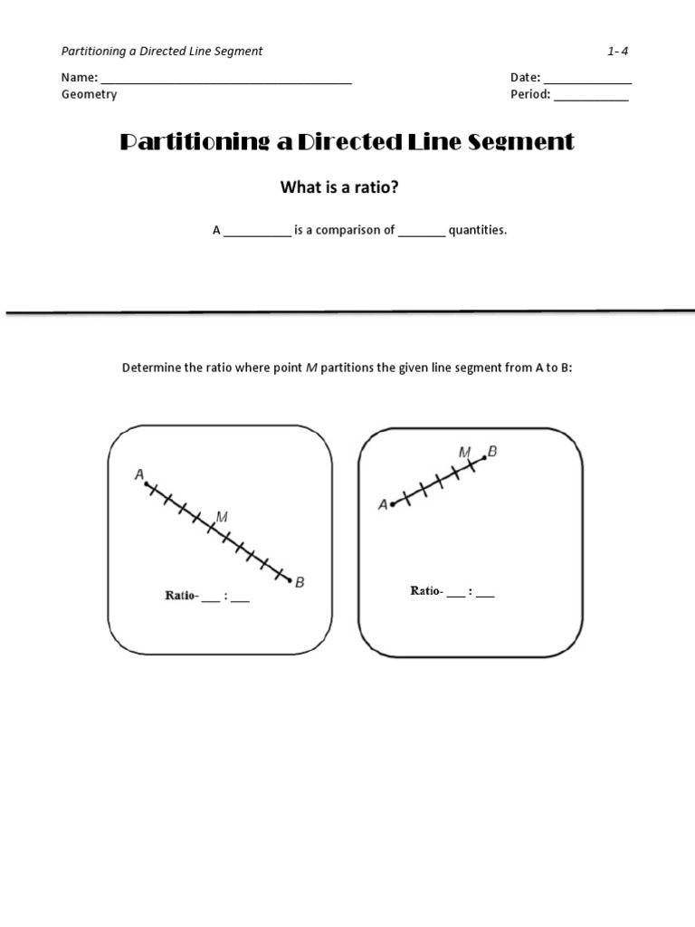 1 4 Partitioning A Directed Line Segment Blank Pdf 