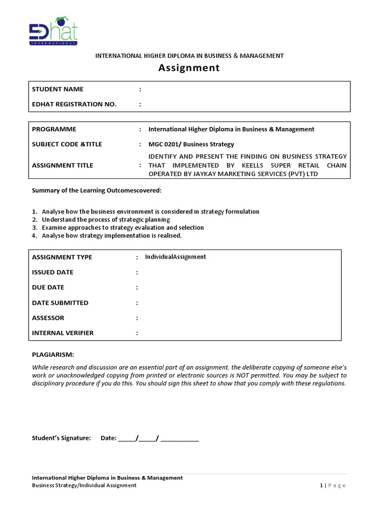 Business Strategy - IHD BM Assignment | PDF | Strategic Planning | Strategic Management