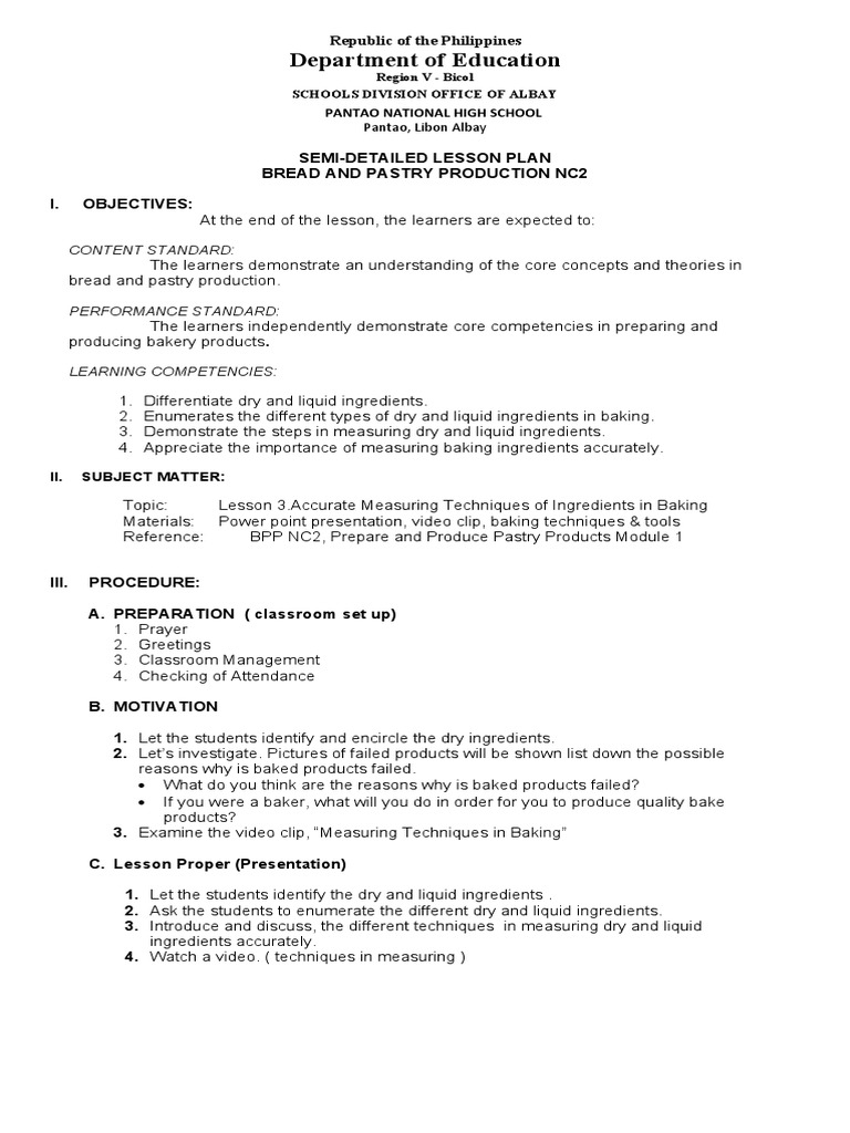 Semi Detailed LP in BPP (COT 2) | PDF