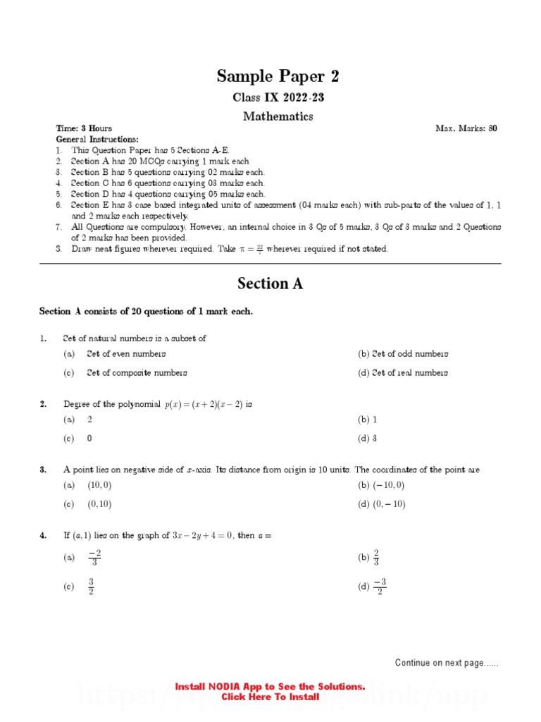 MA Sample Paper 2 Unsolved | PDF | Area | Triangle