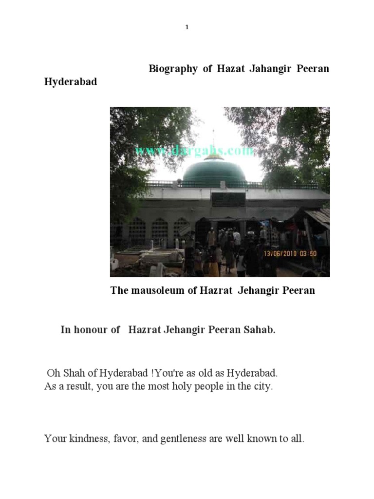 Biography of Hazrat Jehangir Peeran Hyderabad | PDF | Muhammad | Shrine