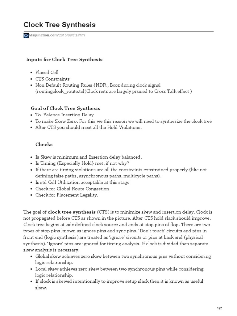 Clock Tree Synthesis Pdf Logic Synthesis Electronic Design Automation 