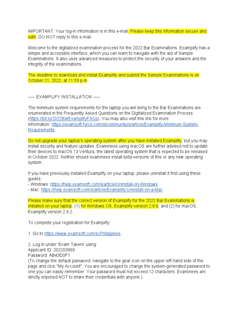 Examplify Setup for 2022 Bar Exam | PDF | Test (Assessment) | Mac Os