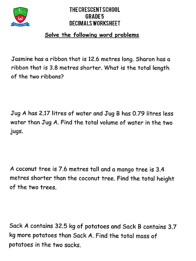 Grade 5 Worksheet | PDF
