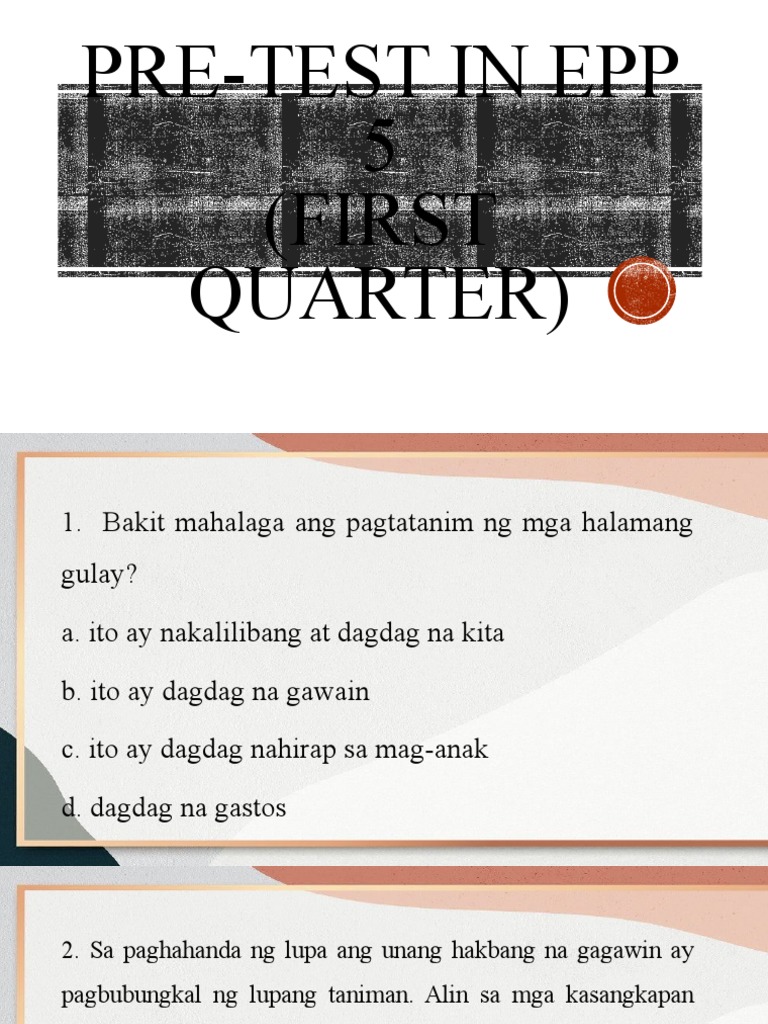 Grade 5 Pre-Test Epp 1ST Quarter | PDF