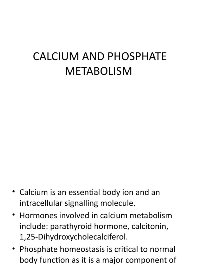 Calcium and Phosphate Metabolism Overview | PDF | Calcium In Biology ...