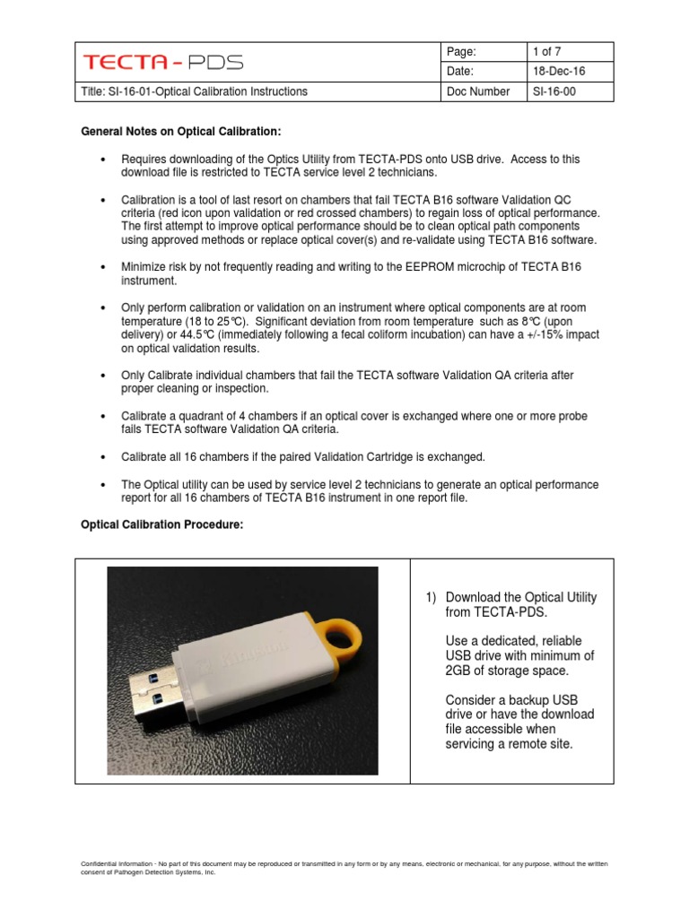 Optical Calibration Instructions (Dec 2016) - SI-16-01 | PDF | Usb ...