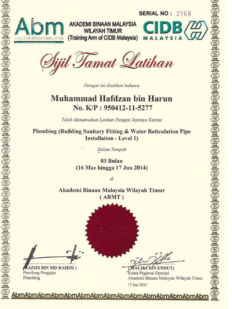 Sijil Tamat Latihan | PDF