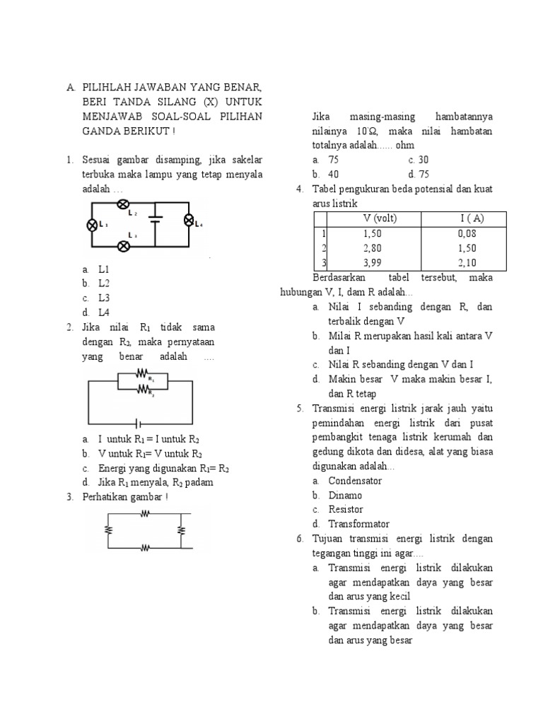 Soal Listrik Dinamis Kelas 9 dan 10 | PDF