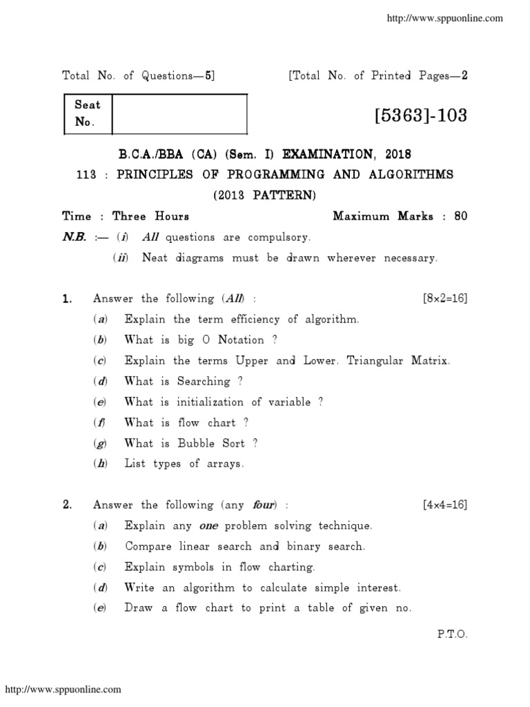 Bba Bca 1 Sem Principles of Programming and Algorithms 103 p13 Apr 2018 ...
