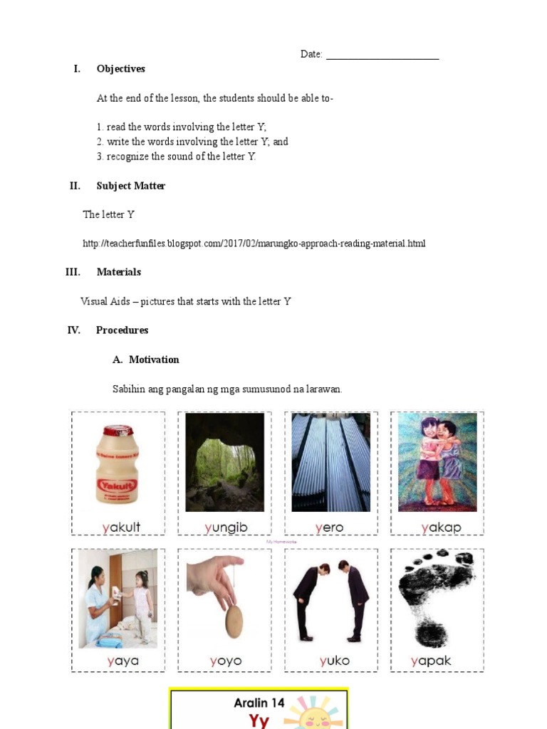 Lesson Plan y and Mga | PDF | Language Mechanics | Syntax