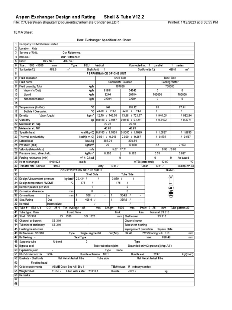 TEMA Datasheet-Carbamate Condeser | PDF