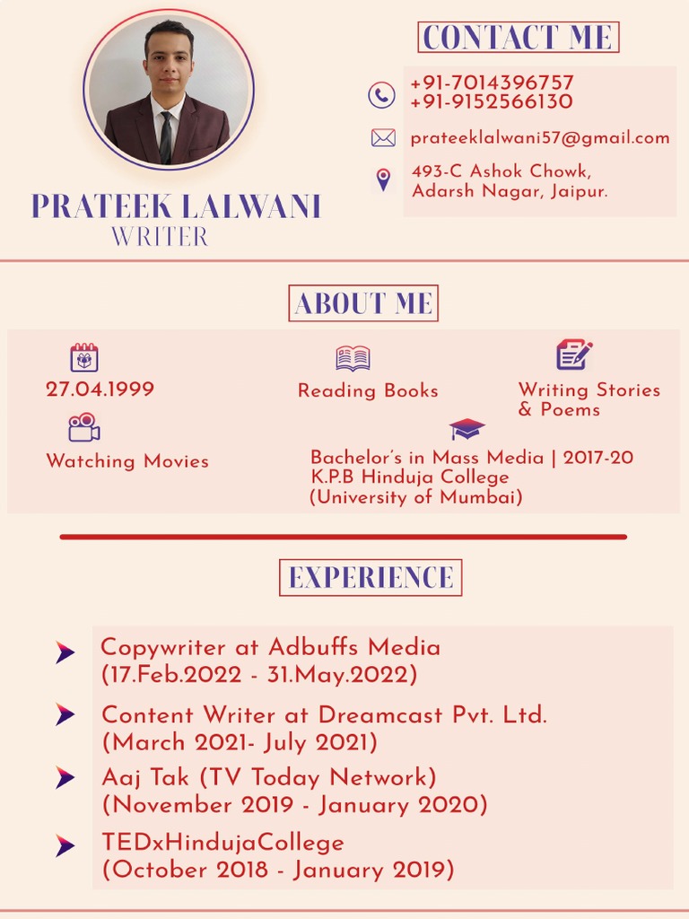 Prateek Lalwani COntent Writer | PDF