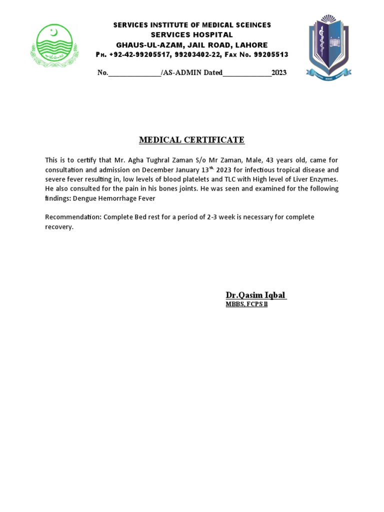 Medical Certificate | PDF