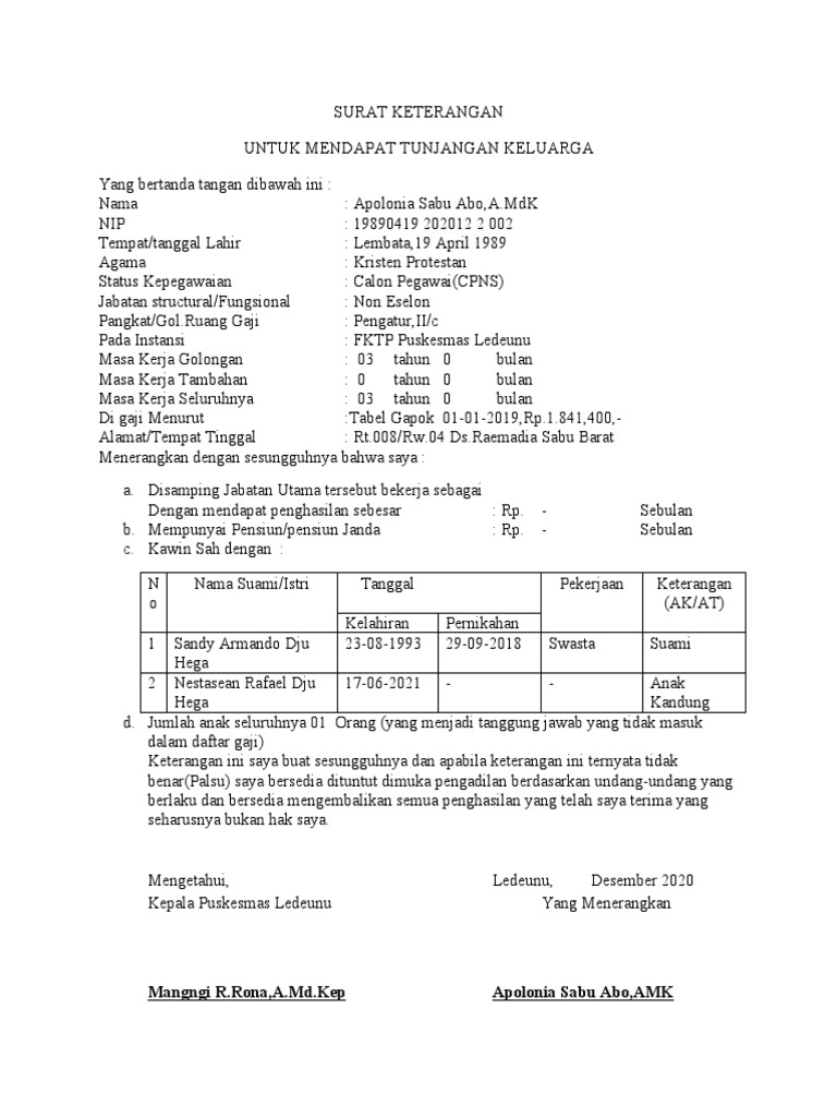 Surat Keterangan Asna | PDF