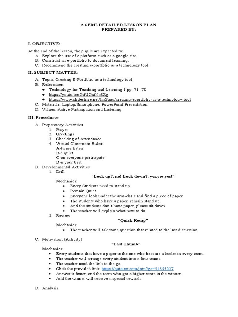 Creating E-Portfolios in ICT Lessons | PDF | Teachers | Lesson Plan