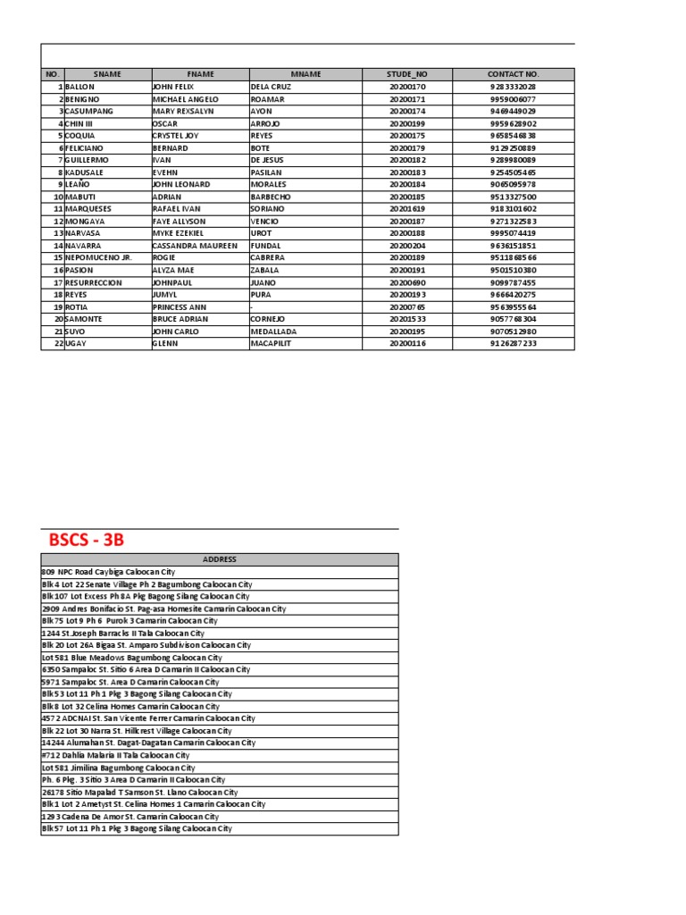Bscs 3b Contact Address Gmail | PDF