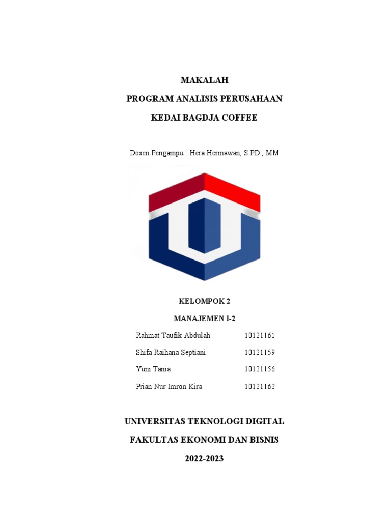 Makalah Penelitian Kedai Bagdja Coffee | PDF | Bisnis