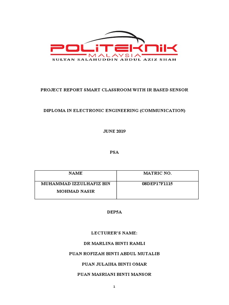 Smart Classroom IR Sensor Project Report | PDF | Light Emitting Diode ...