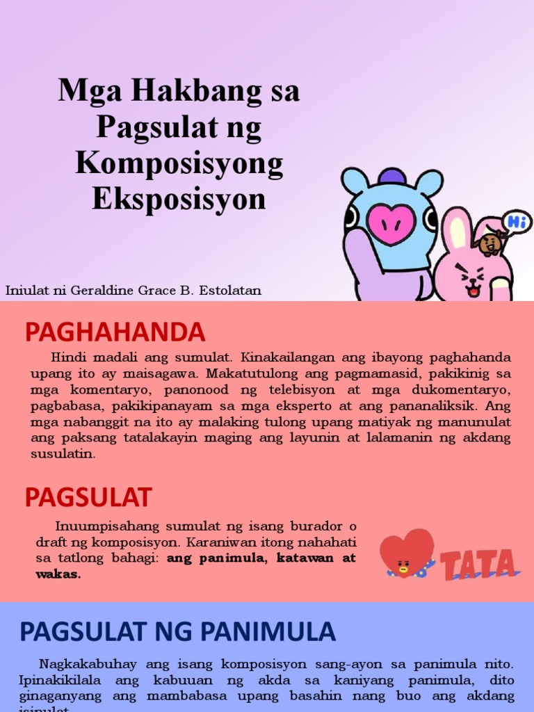 Mga Hakbang Sa Pagsulat NG Komposisyong Eksposisyon | PDF