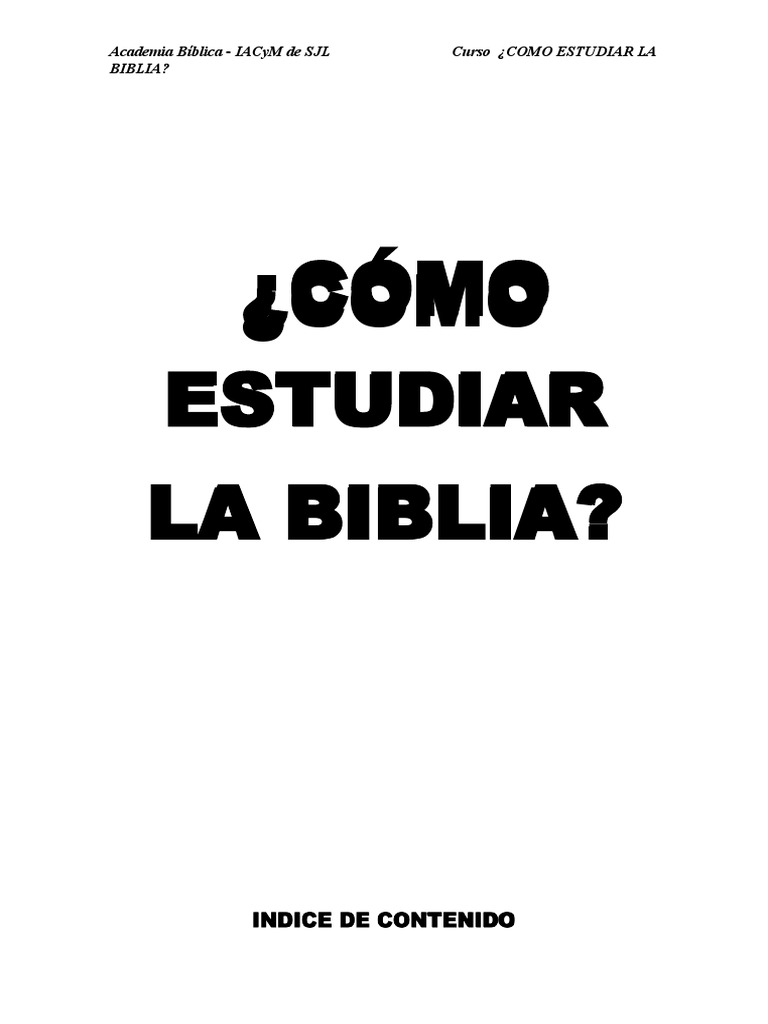 1 Nivel-Taller 1 - Como Estudiar La Biblia | Descargar gratis PDF ...