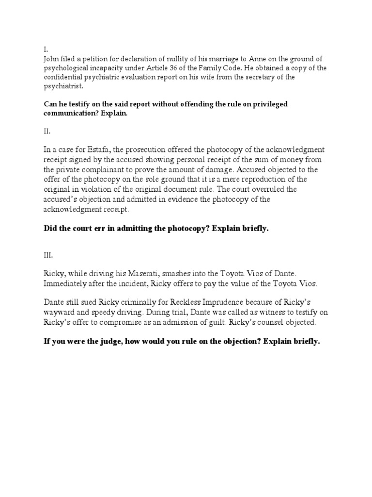 Trial Test - Evidence | PDF