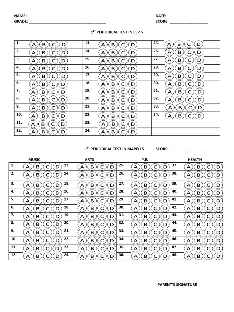 Answer Sheets Cbea | PDF