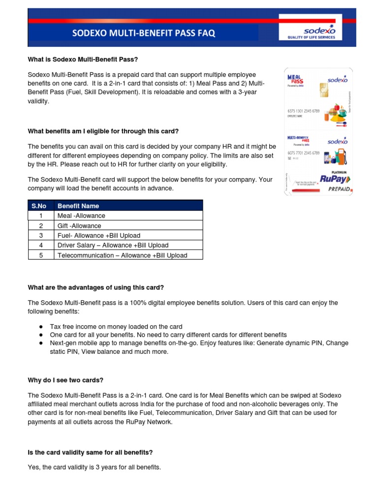 FAQs - Sodexo Multi-Benefit Pass | PDF | Personal Identification Number ...