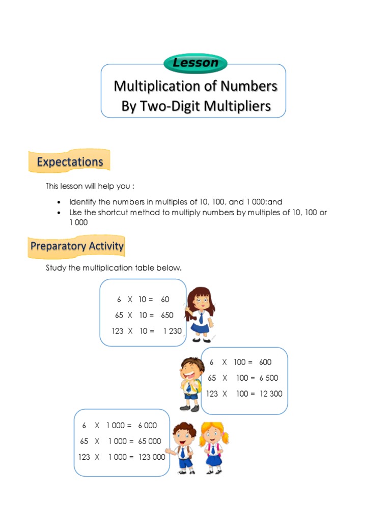 Multiplying Whole Numbers by 10s, 100s, 1000s | PDF