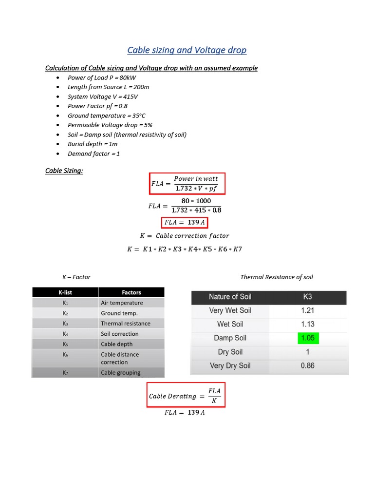 Cable Sizing Calculator | PDF | Manufactured Goods | Electronic Engineering