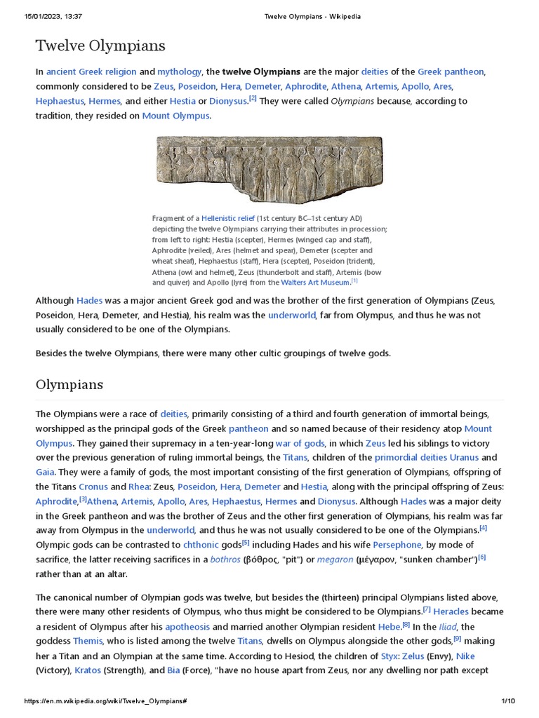 Twelve Olympians - About | PDF | Twelve Olympians | Ancient Greek Religion