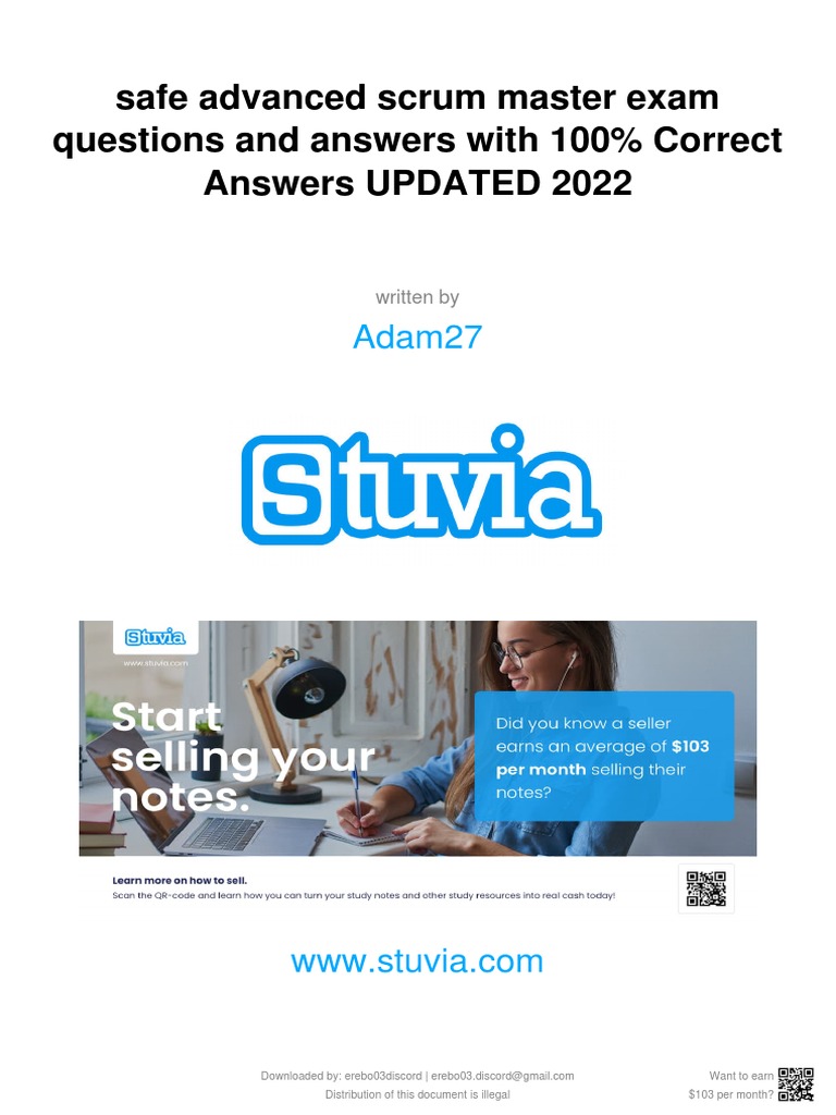 SAMPLE Stuvia-2187124-Safe-Advanced-Scrum-Master-Exam-Questions-And ...
