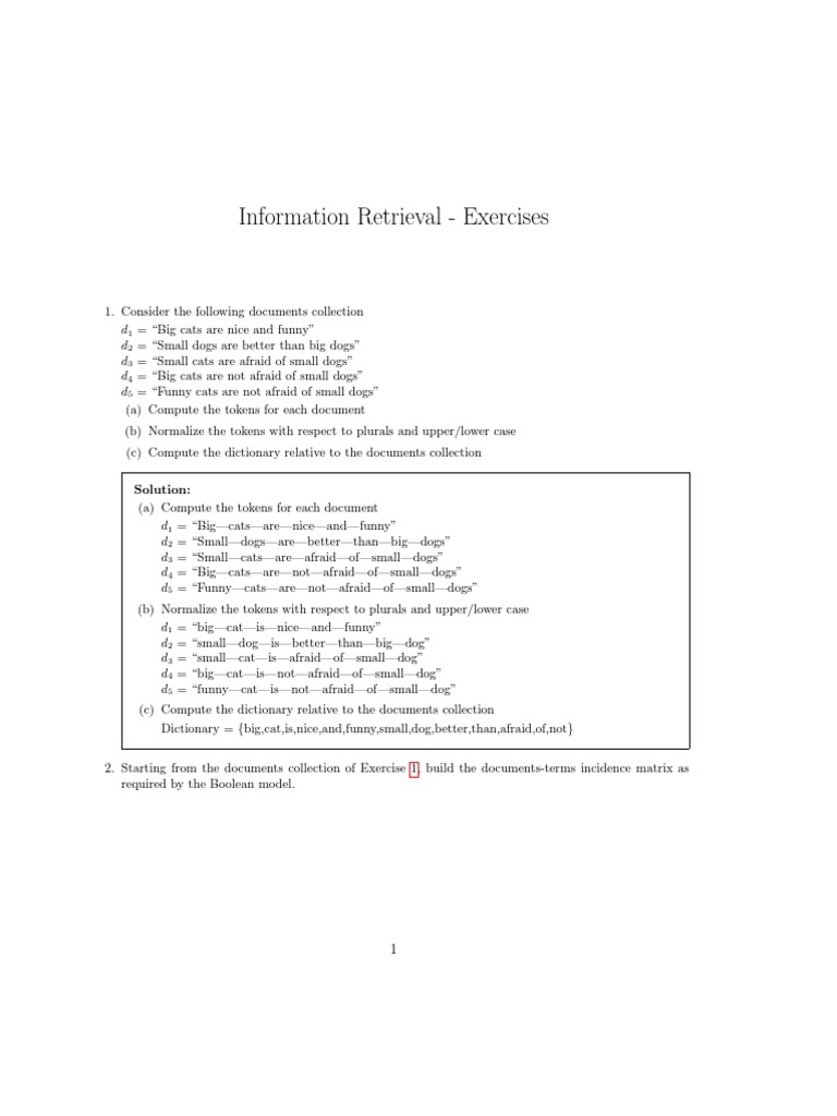 Information Retrieval Exercises Solutions | PDF